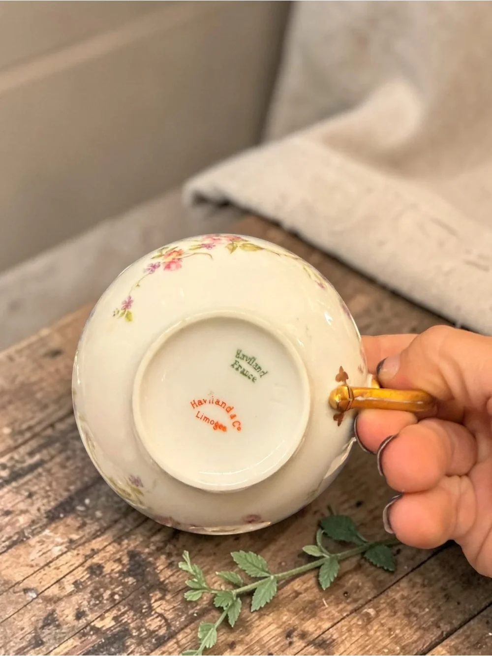 Limoges | Dining | Limoges White Porcelain Tea Cup With Pink Floral ...